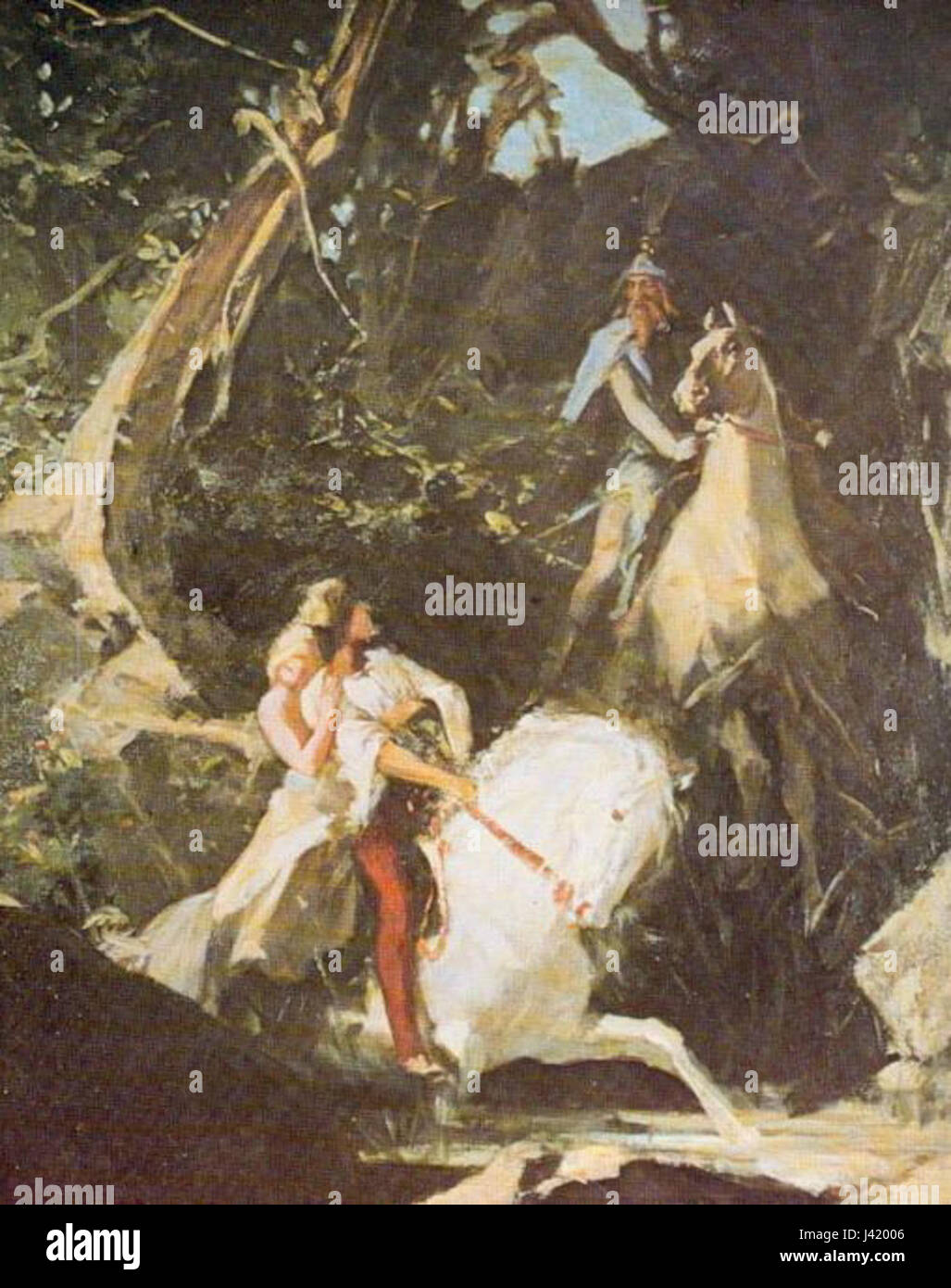 A painting by Maxmilian Pirner titled *Milenci* from 1885, depicting a ...