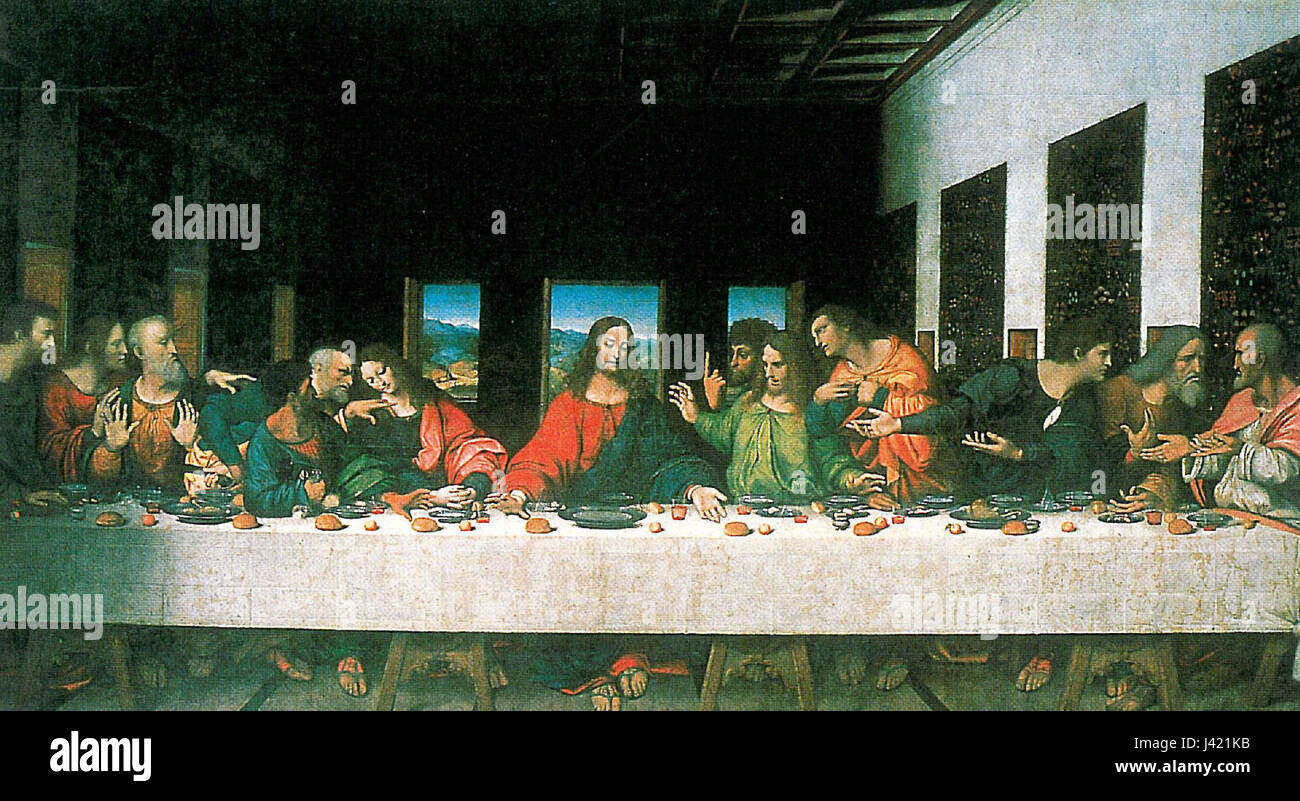 This painting is a copy of the iconic 'Last Supper' by Leonardo da ...