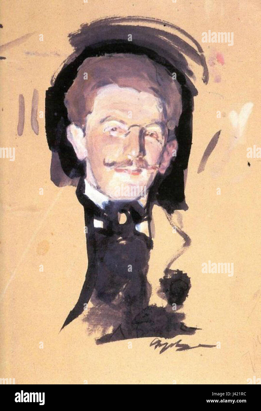 The portrait of Leon Bakst by V. Serov captures the renowned Russian ...