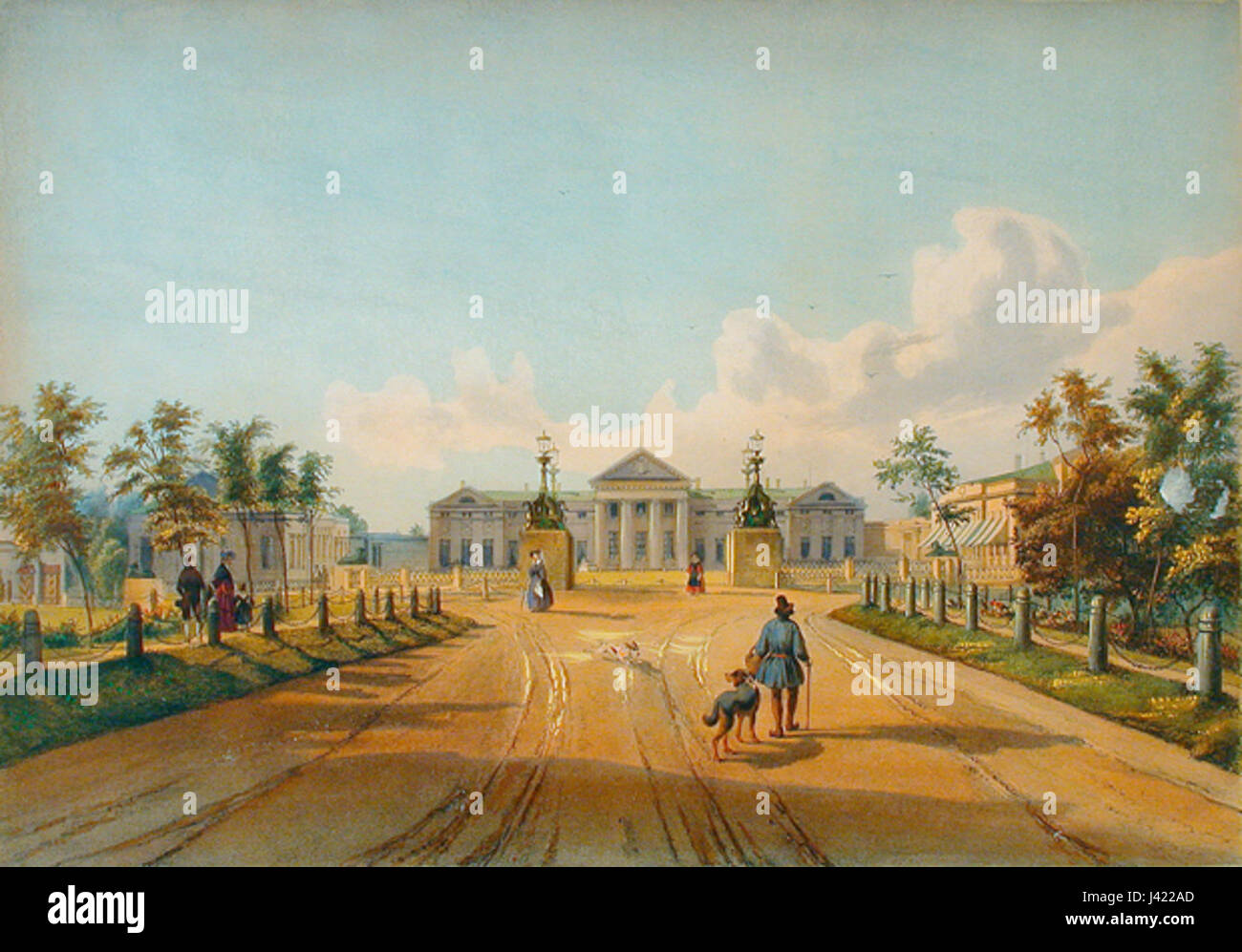 The Kuzminki Palace, illustrated by J. Rauh in 1820, showcases the ...