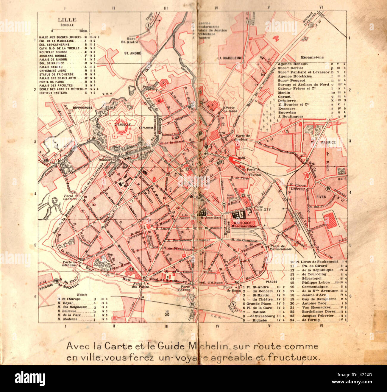 This historical map of Lille from around 1920 shows the urban layout ...