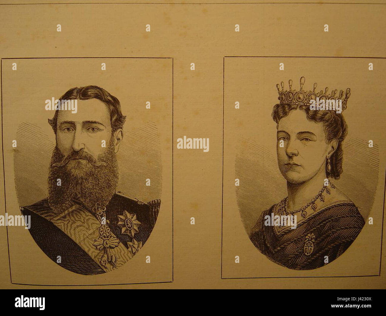 A depiction of the king and queen, representing regal figures, likely ...