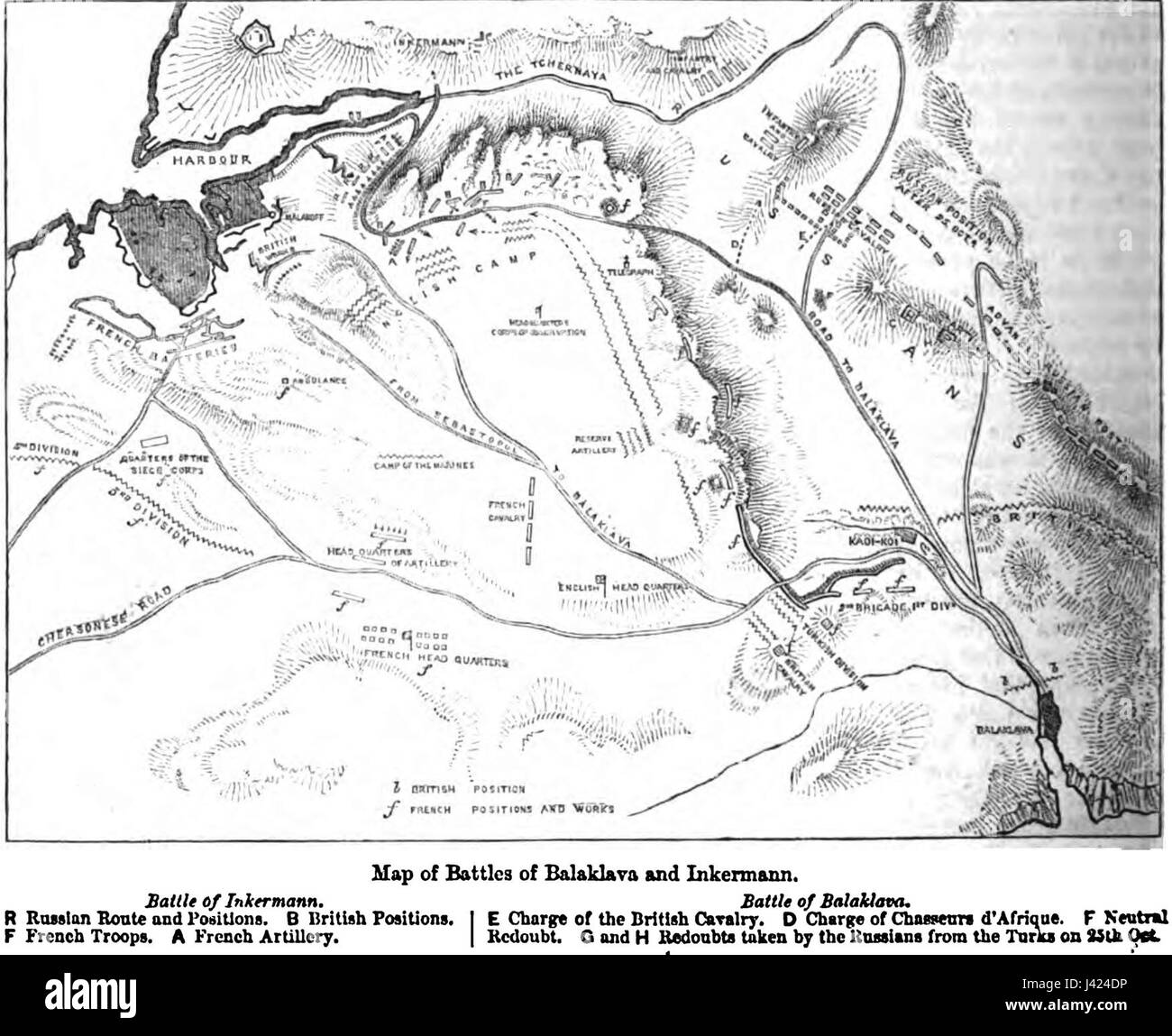 This map illustrates the Battles of Balaklava and Inkermann during the ...