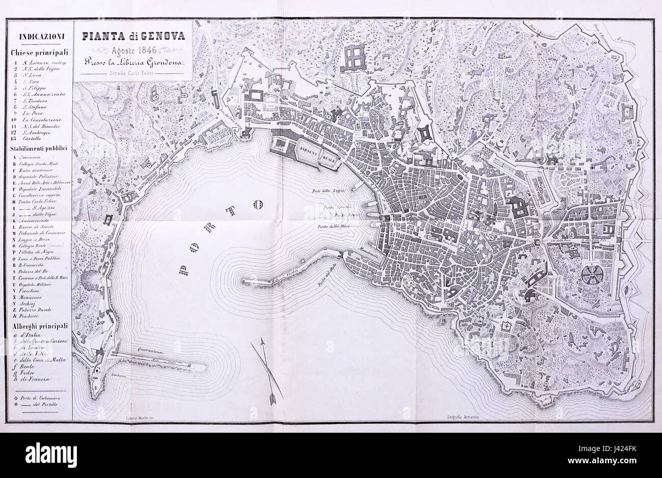 Mappa Genova 1846 Stock Photo - Alamy