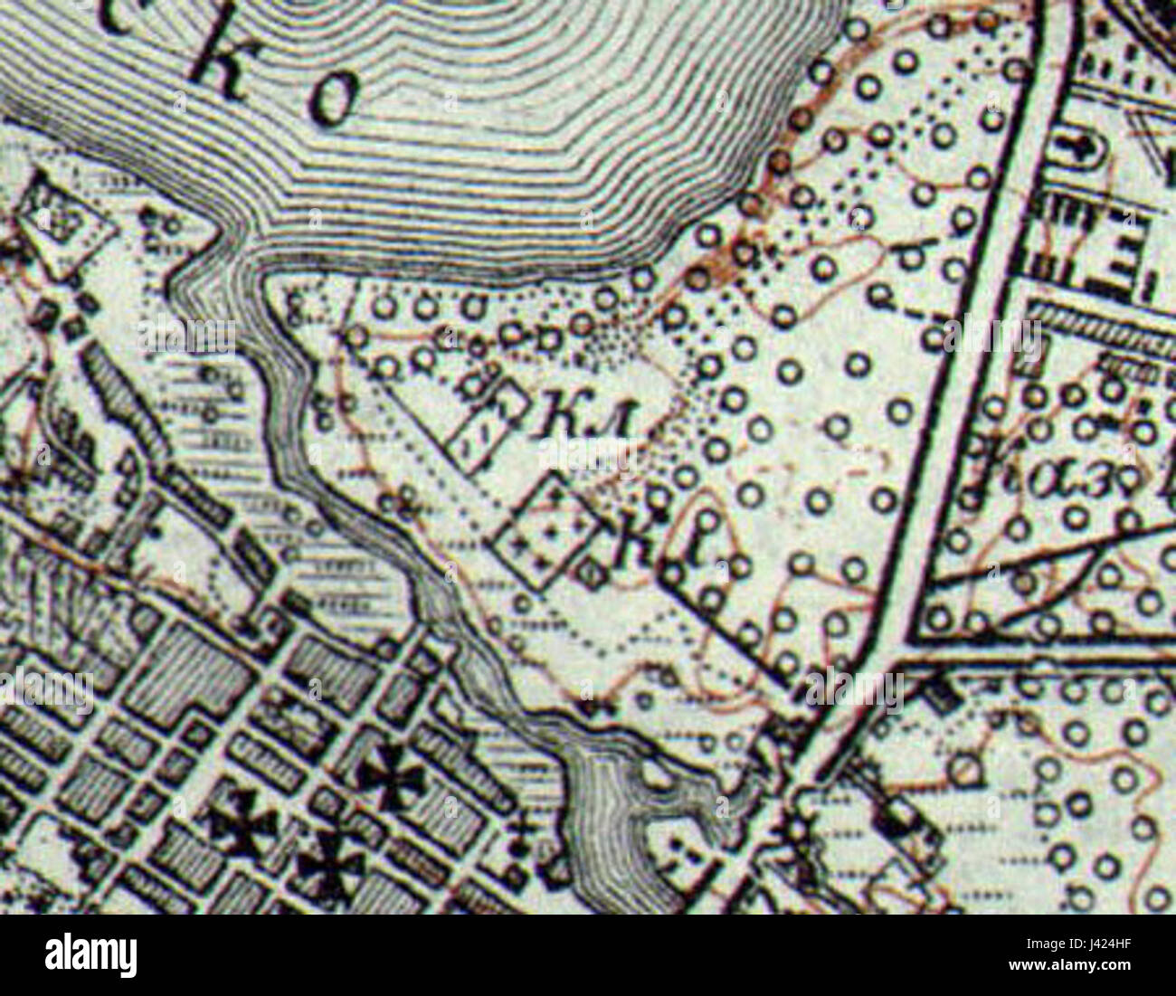 This map shows the layout of a cemetery in Augustow, Poland, from the ...