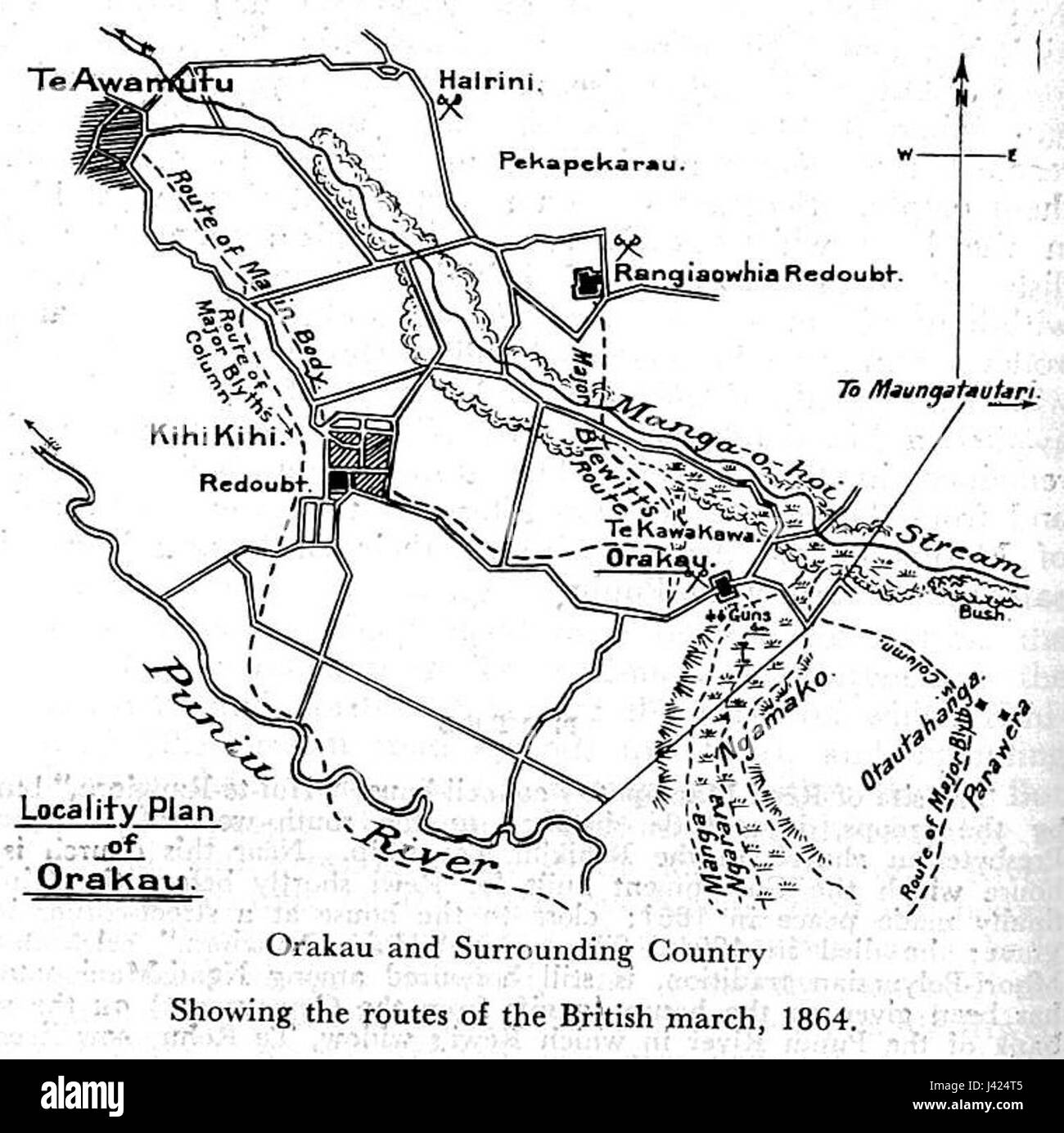 The locality plan of Orakau, drawn during the 19th century, depicts the ...