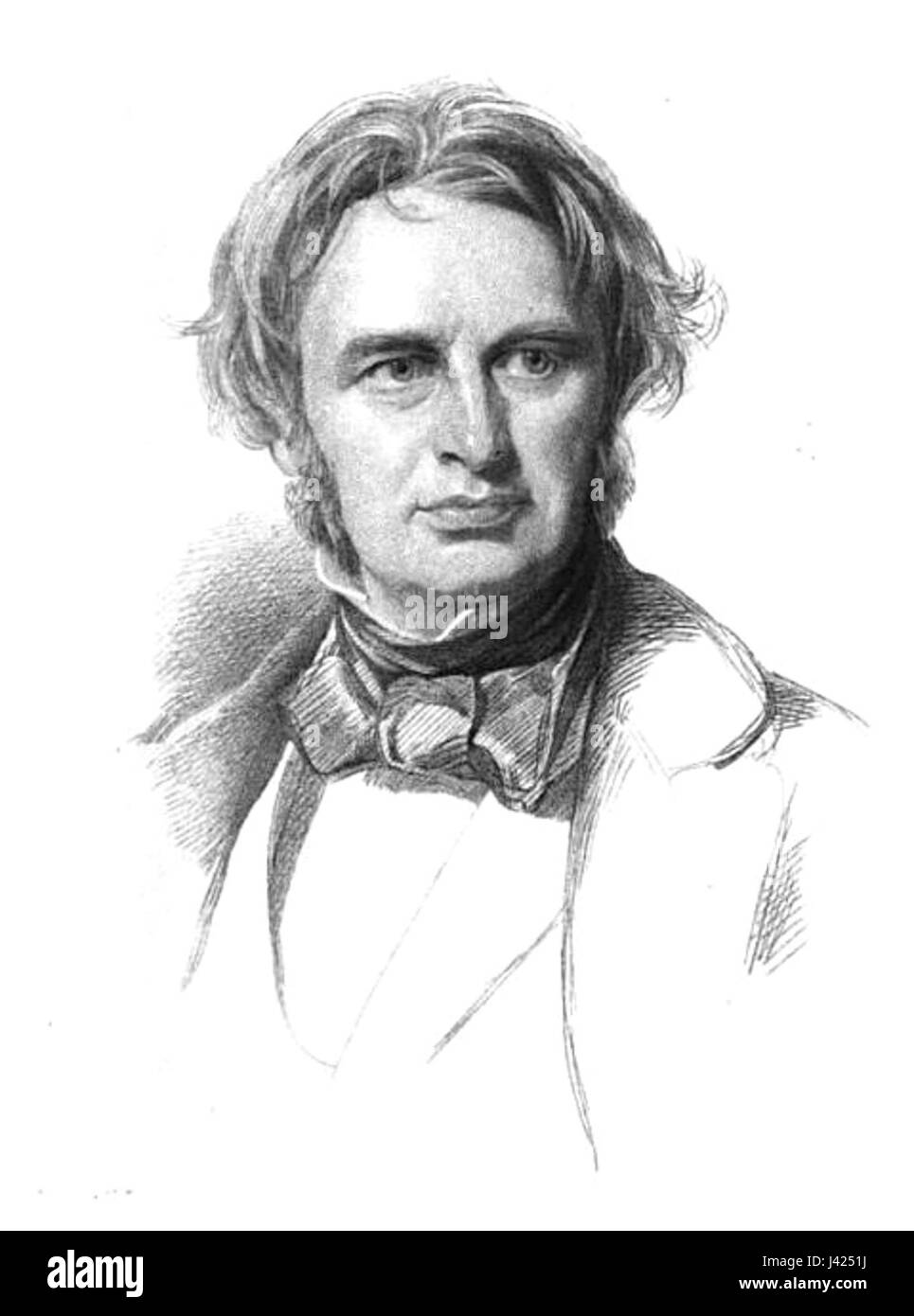 An engraving of the famous American poet Henry Wadsworth Longfellow ...