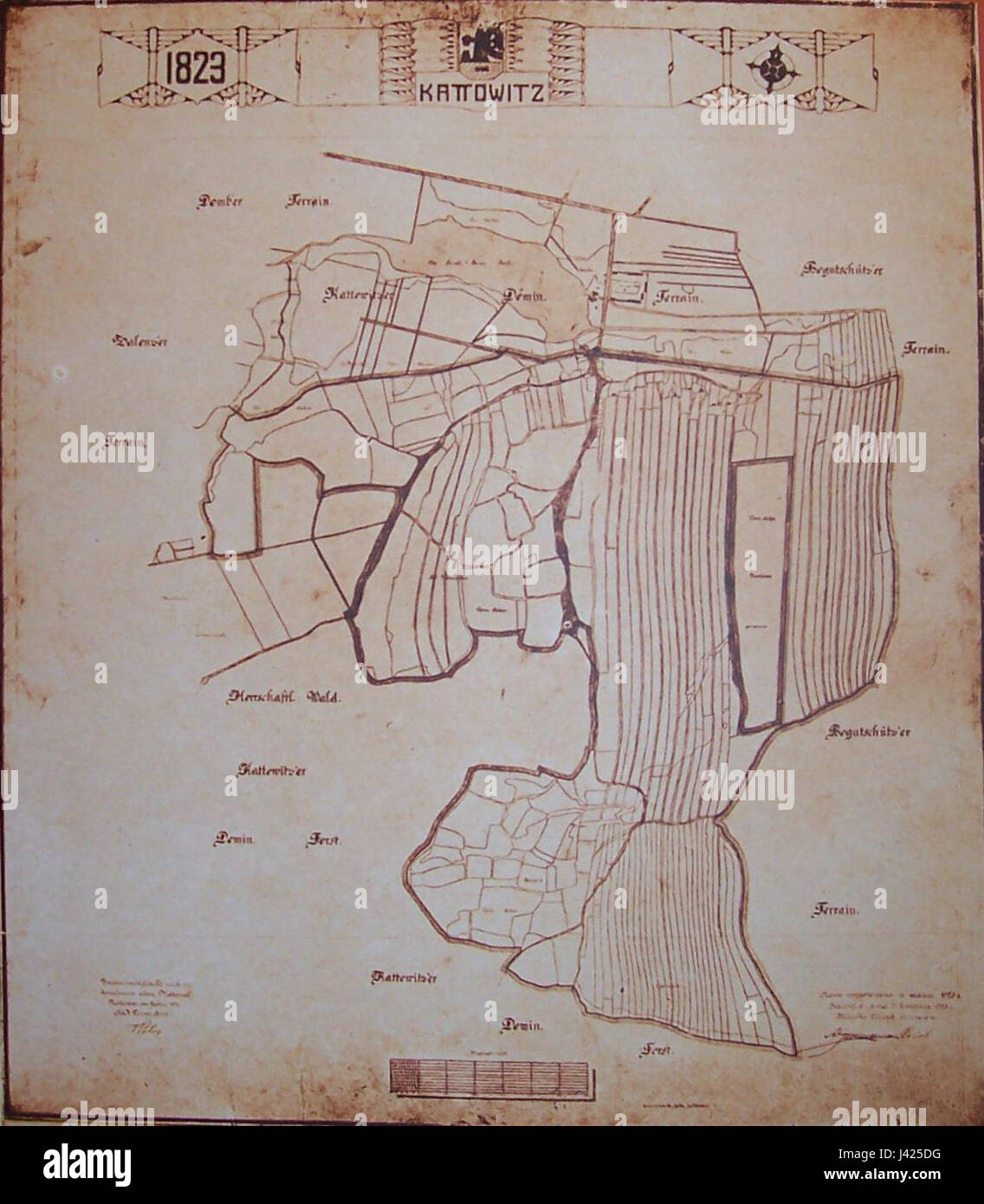Map of Katowice, 1823 Stock Photo - Alamy