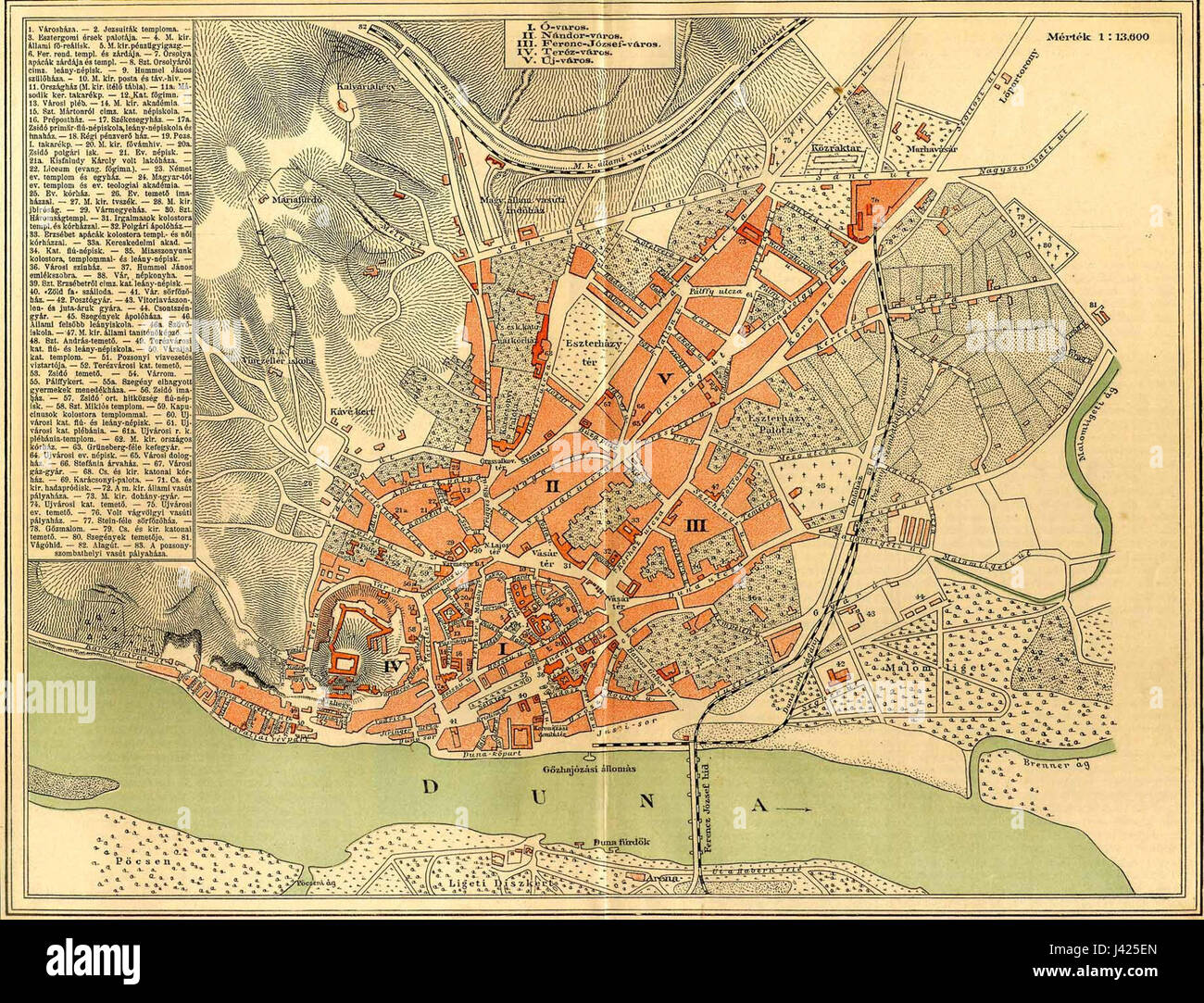 The Map of Pozsony, created in 1895, provides a detailed representation ...