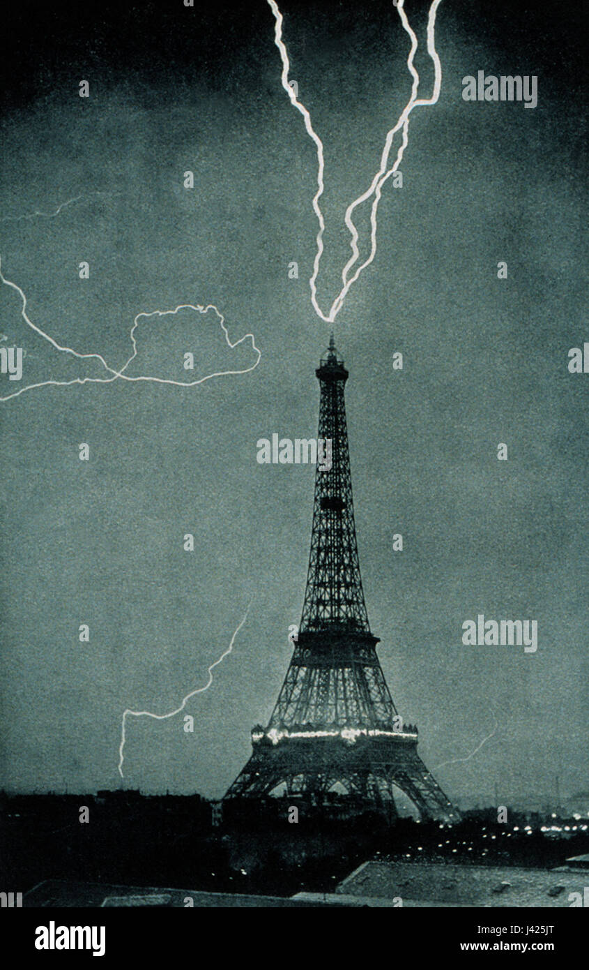 This image captures lightning striking the Eiffel Tower in Paris ...