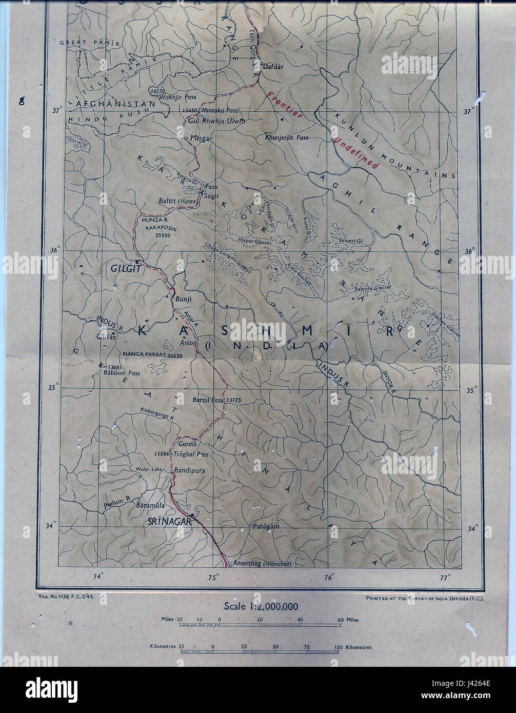 Map Of Kashmir High Resolution Stock Photography and Images - Alamy