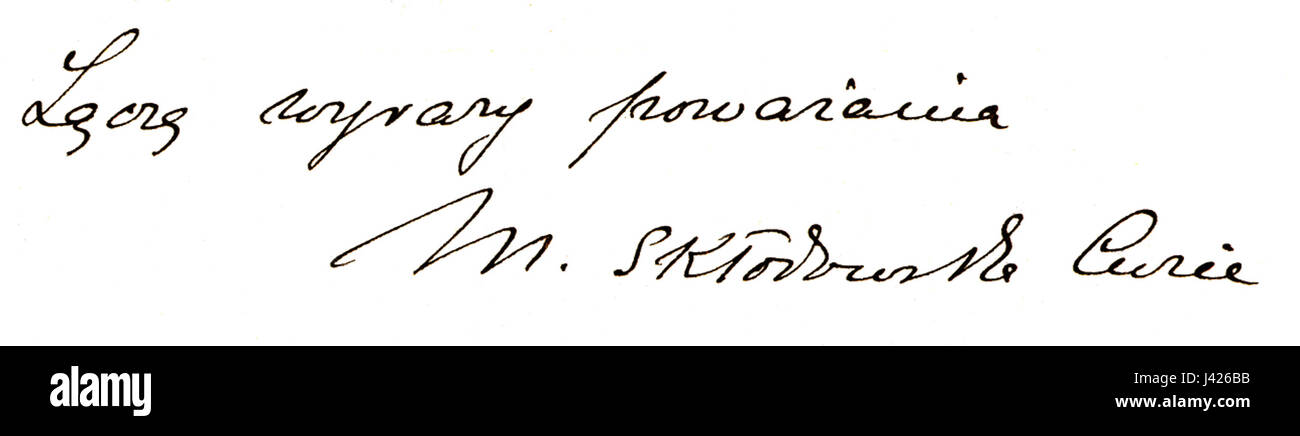 Marie Curie Signature Polish Stock Photo - Alamy