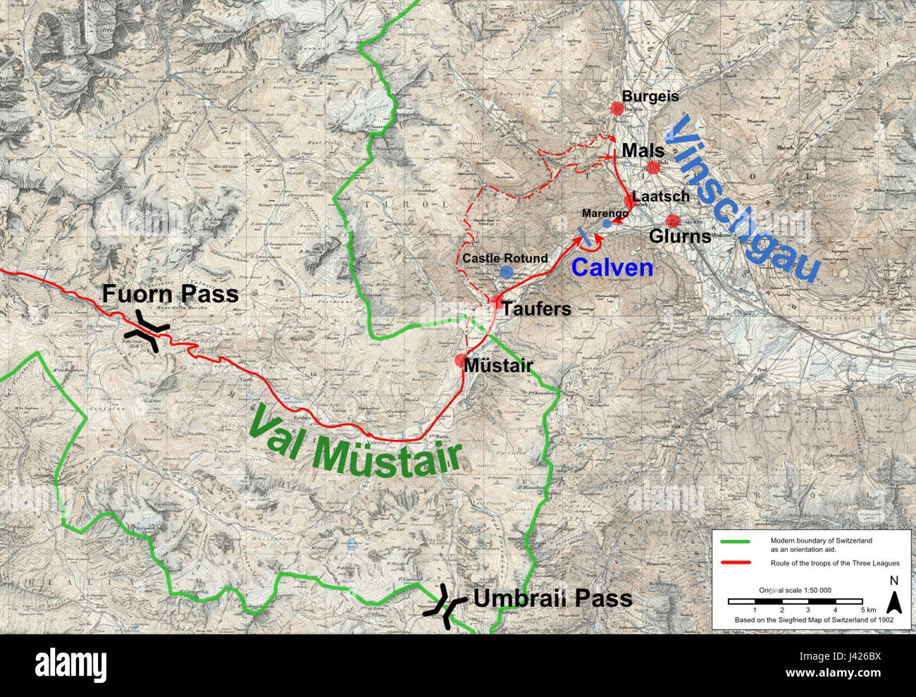 This map titled 'Calven' provides a geographical representation of the ...
