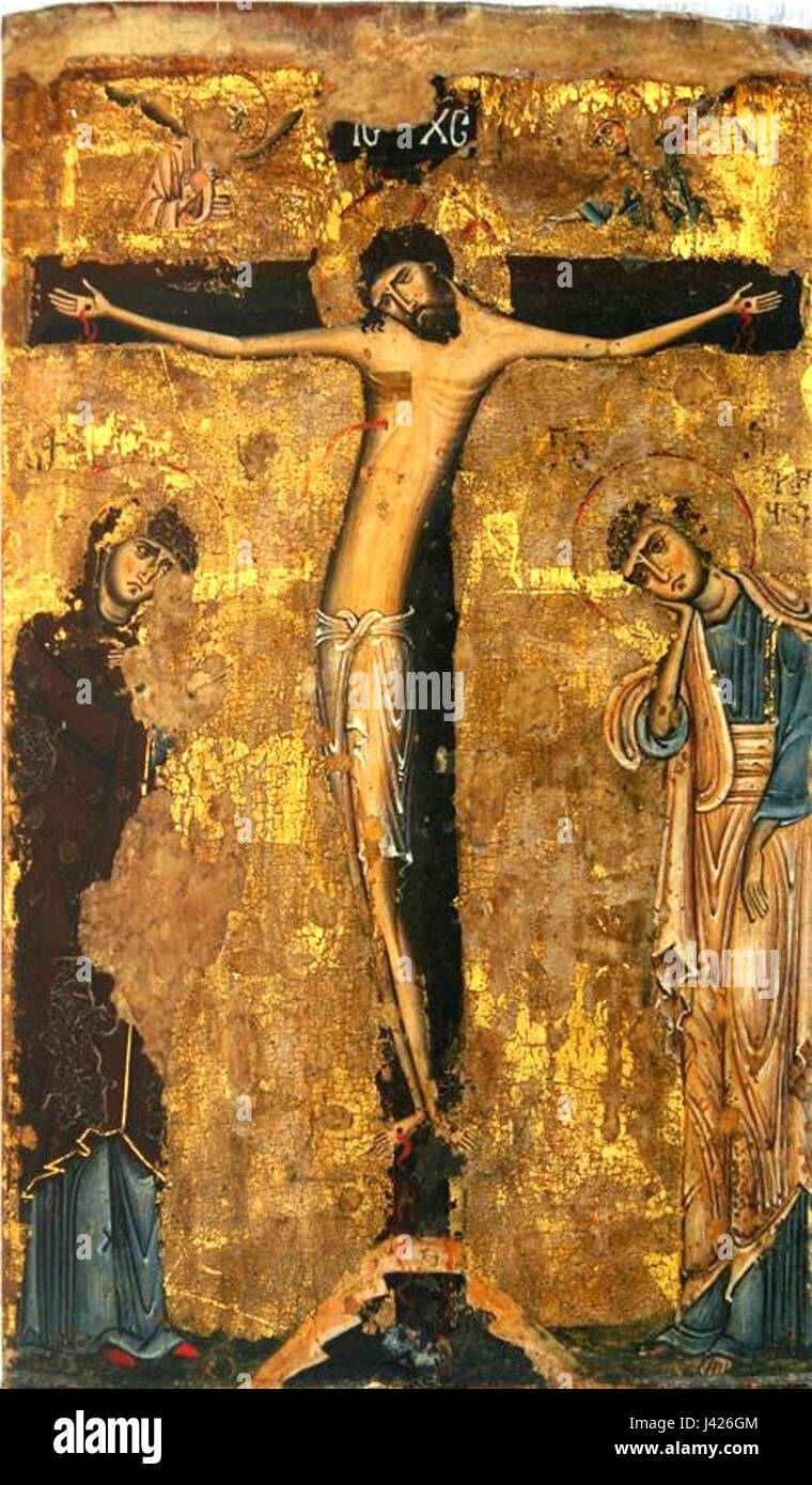 The 'Crucifixion' painting from the 12th century, housed in the Mestia ...