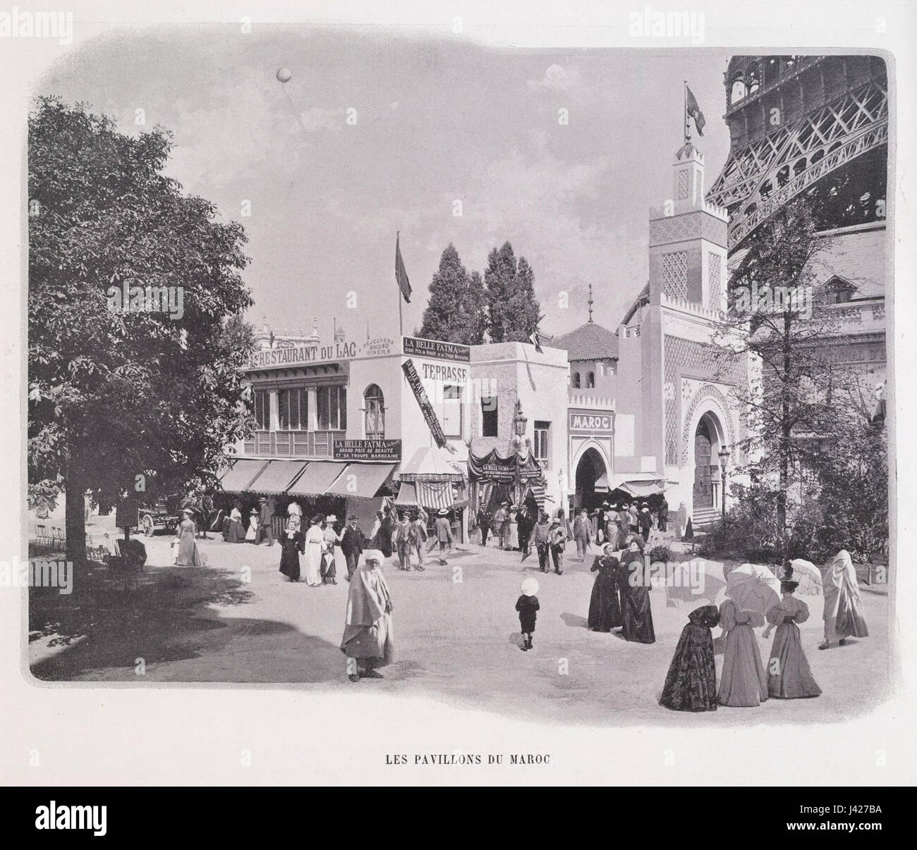 'Les pavillons du Maroc' refers to the Moroccan Pavilion at the 1900 ...