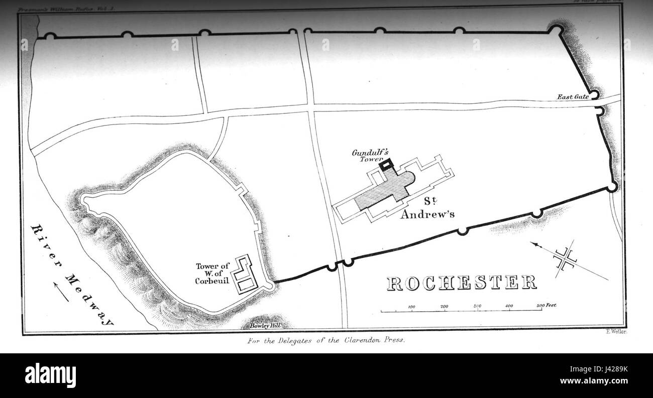 A 1882 map of Rochester, England, based on Freeman's William Rufus ...