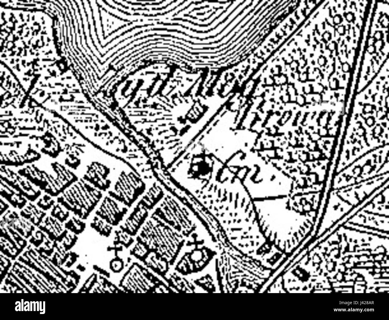 This map from 1843 shows the layout of a cemetery in Augustow, Poland ...