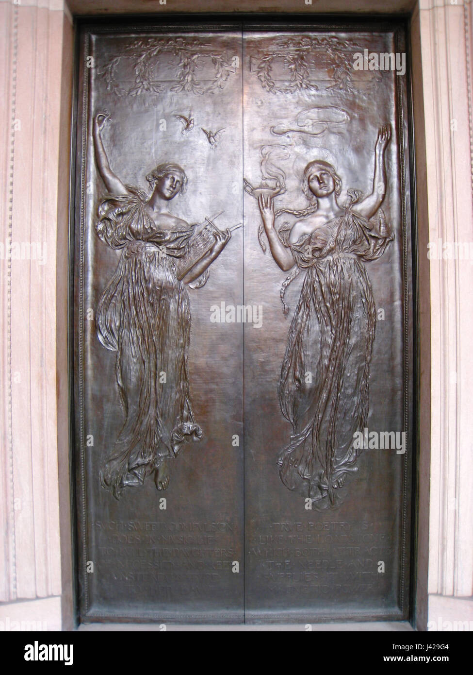 Left door by Daniel Chester French, Boston Public Library Stock Photo ...