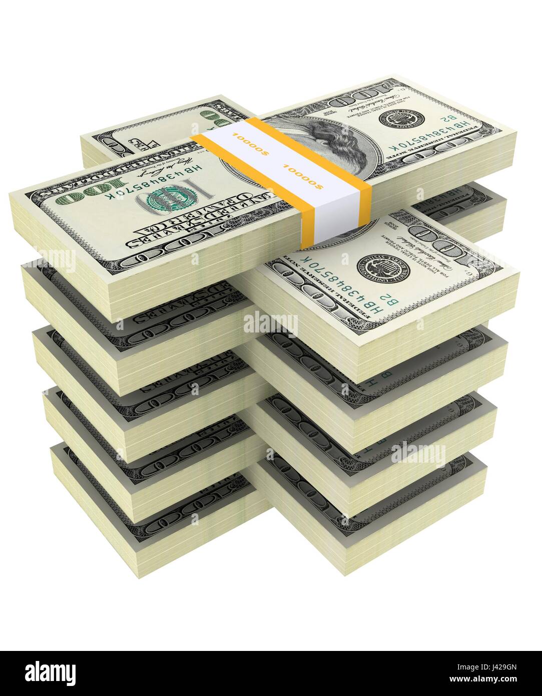 bundle of dollars on a white background Stock Photo - Alamy