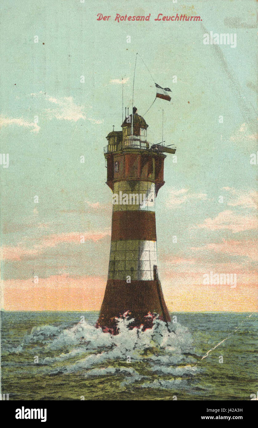 The Leuchtturm Roter Sand is a lighthouse located off the coast of ...