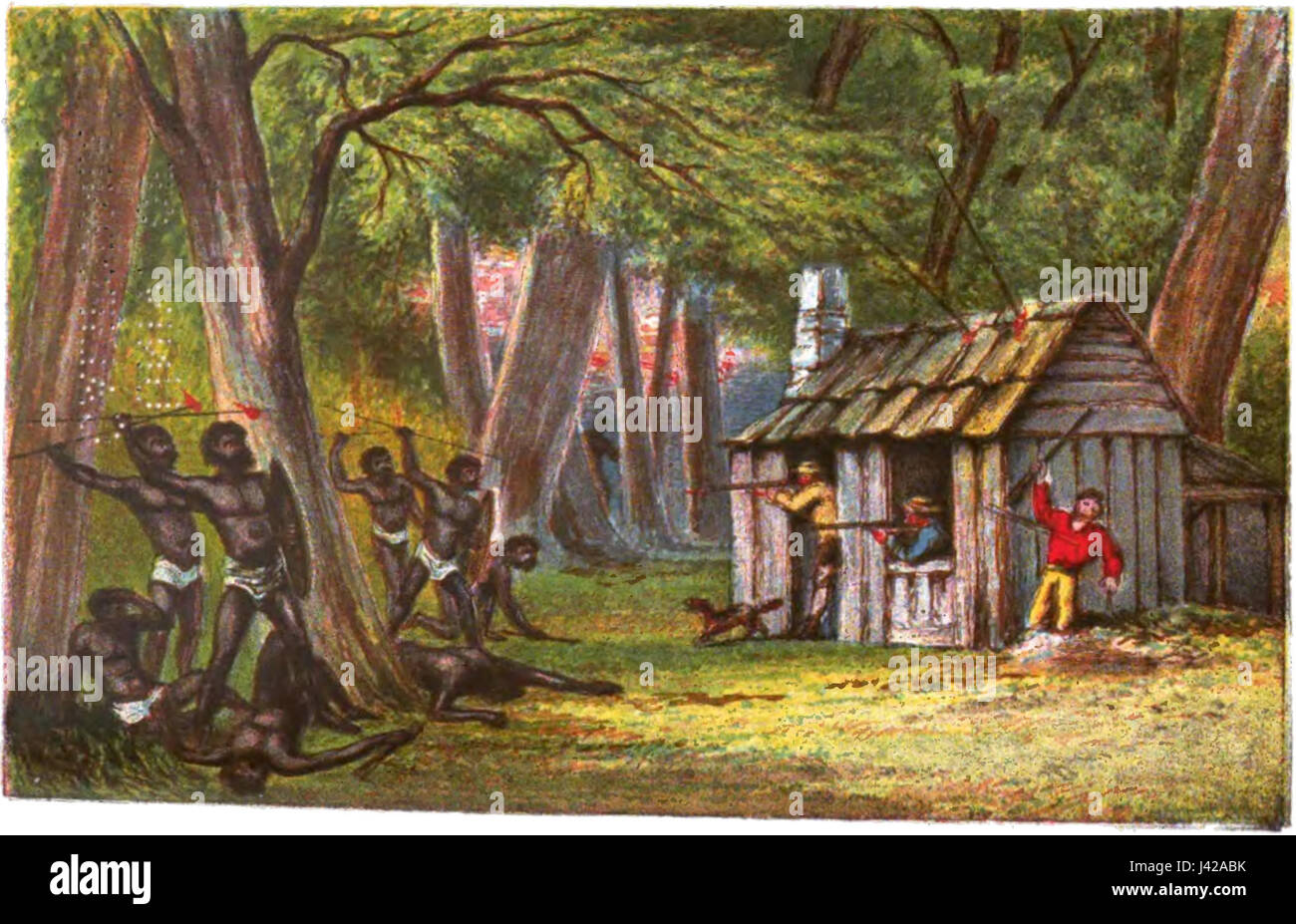 'Last of the Tasmanians Plate 2' depicts a historical scene of an ...