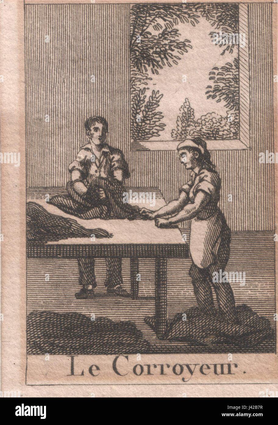 'Le Corroyeur' (The Tinker) is an 18th-century engraving by French ...