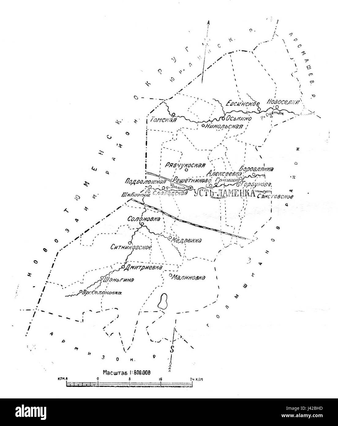 The map of Lamenskiy Rayon, part of the Ishimskiy District in the ...