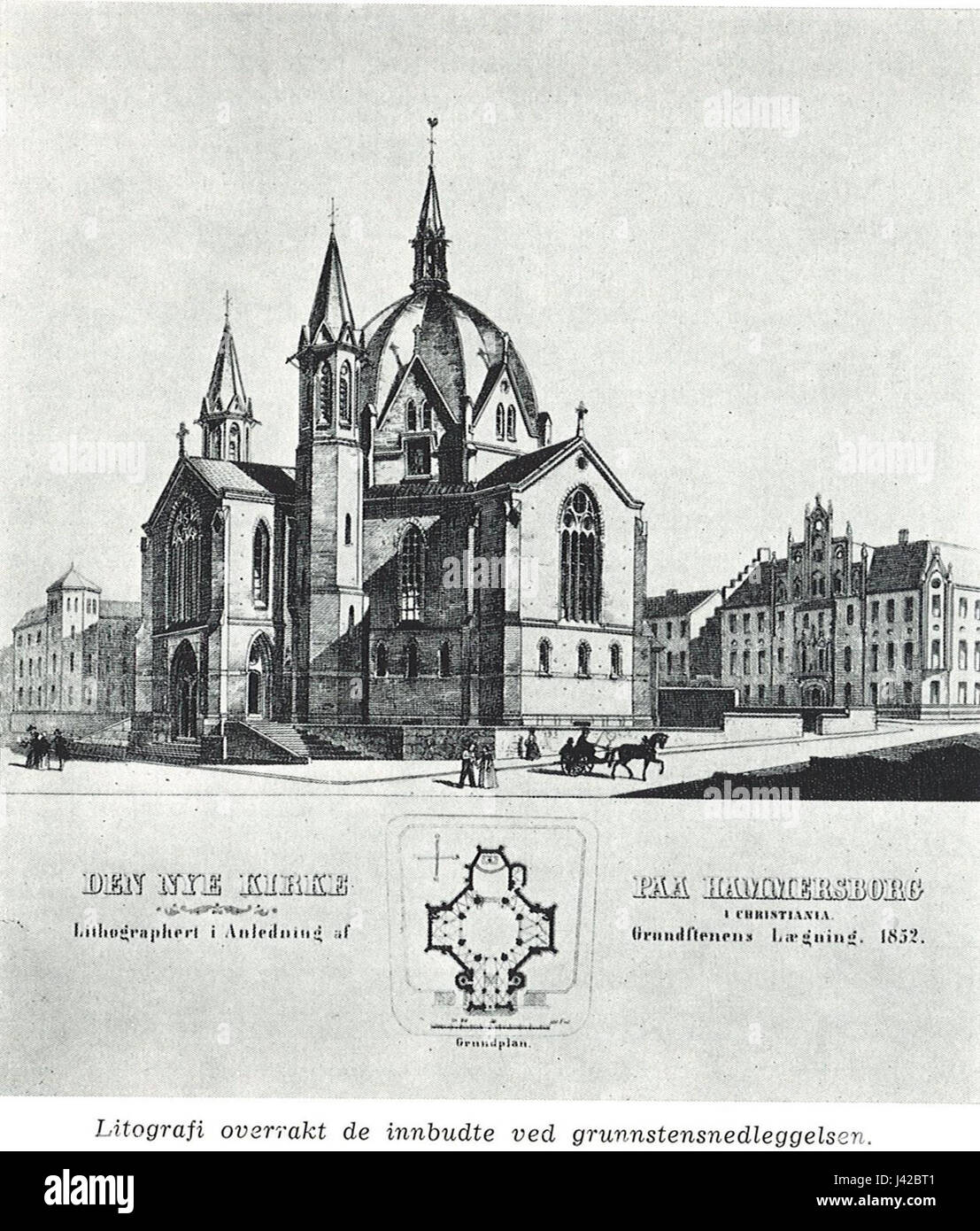 A lithograph depicting the laying of the cornerstone, possibly of a ...