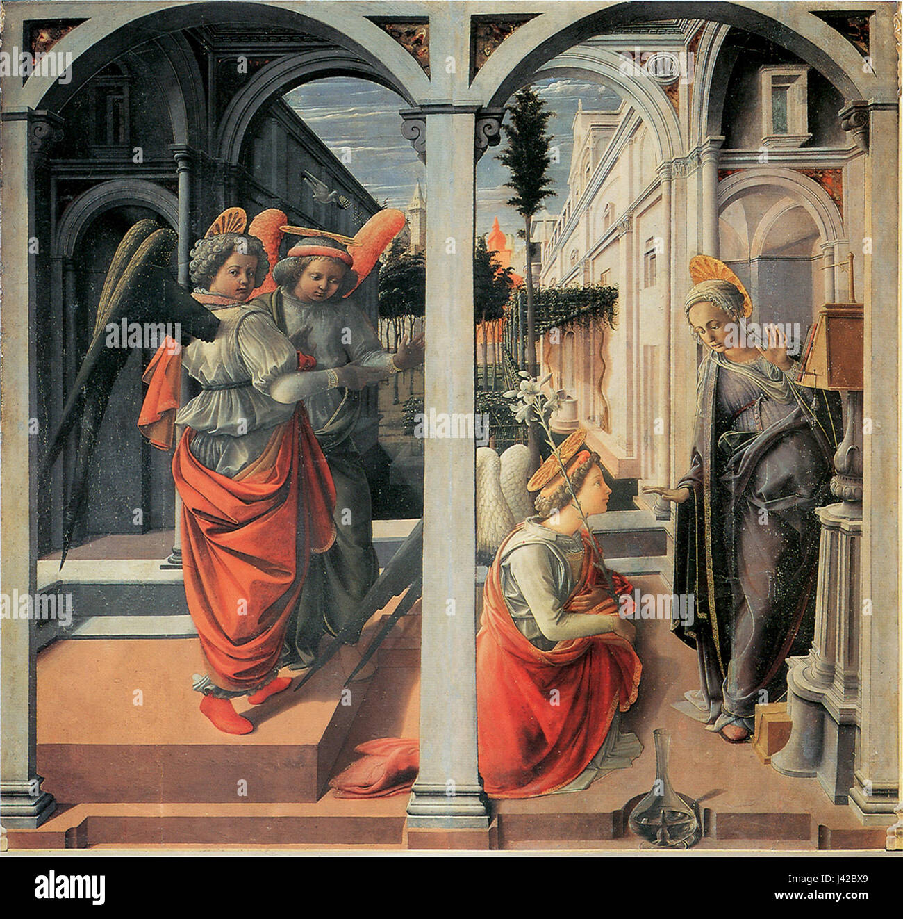 'Annunciazione Martelli' by the Italian Renaissance artist Fra Filippo Lippi, depicts the ...