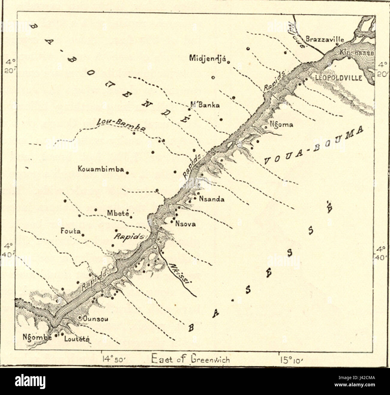 Livingstone falls map Stock Photo - Alamy