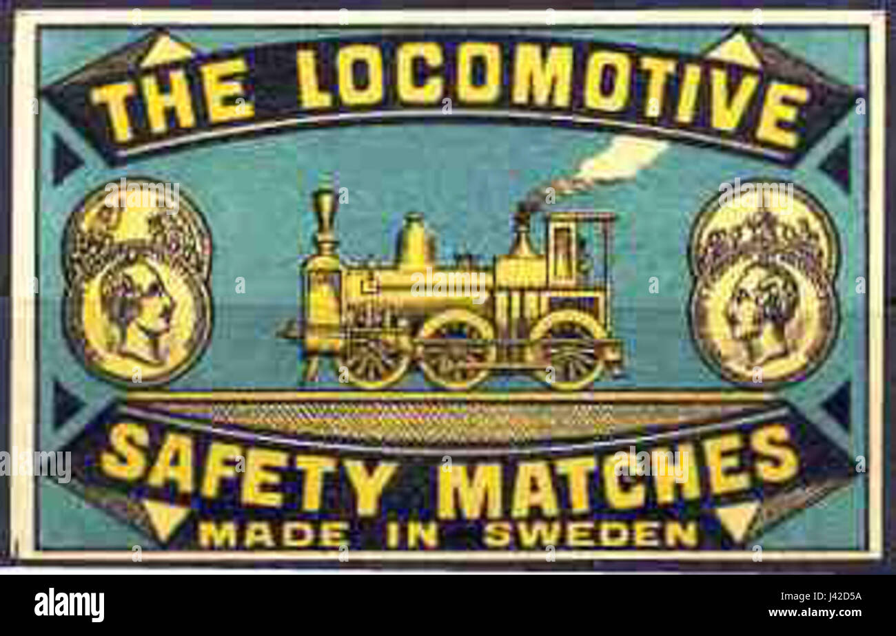 This historical label for locomotive safety matches features design ...