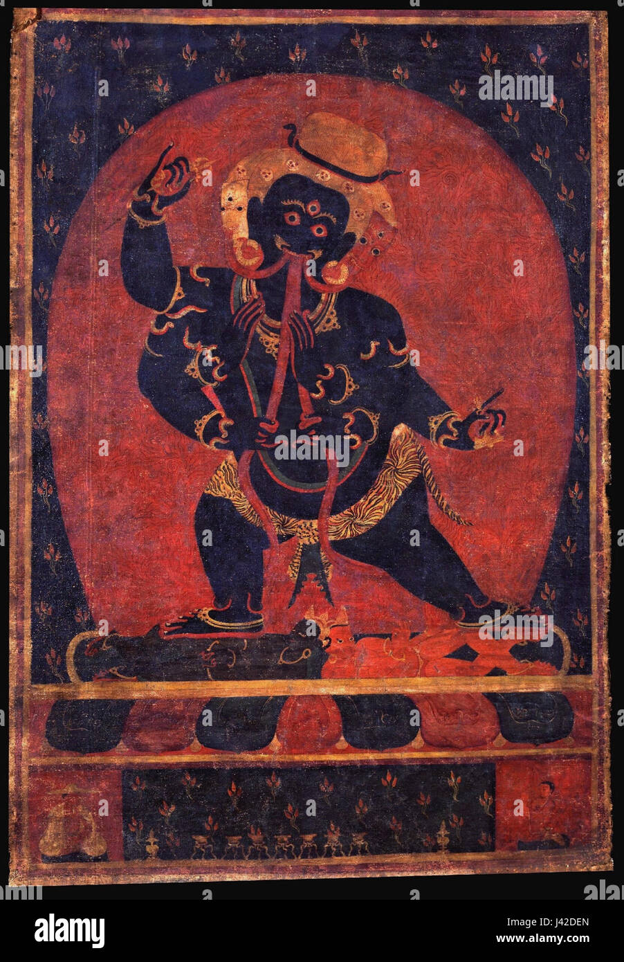 A 12th-century statue of Mahakala, a fierce deity in Tibetan Buddhism ...