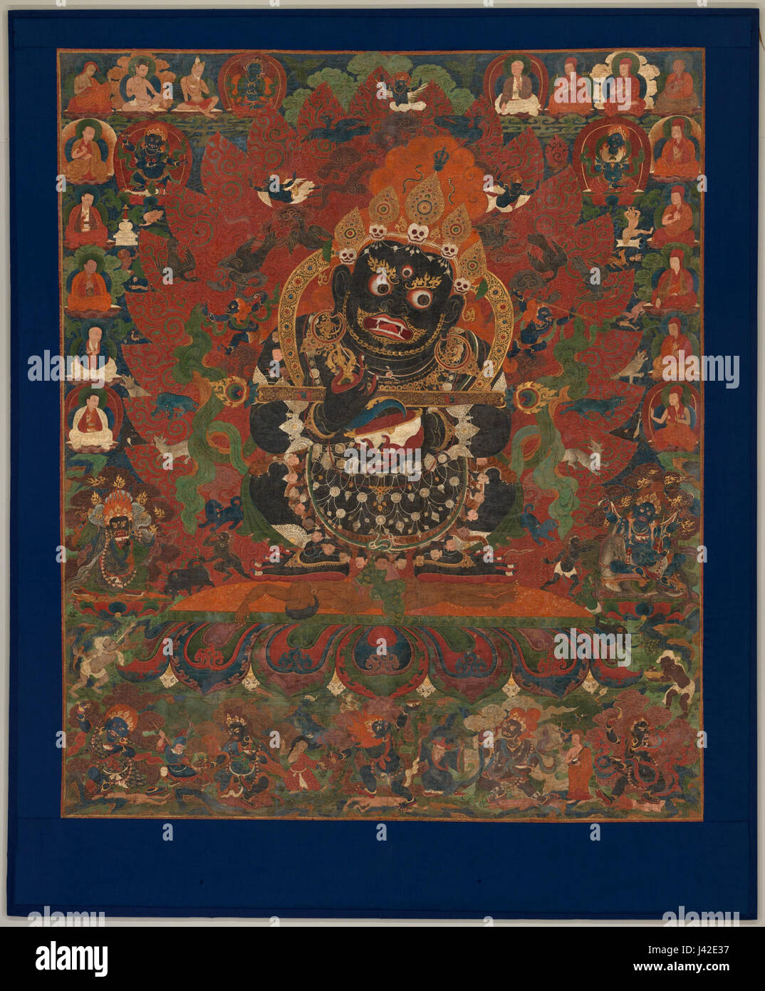 Mahakala, a 15th-century Buddhist deity, is represented in this artwork ...