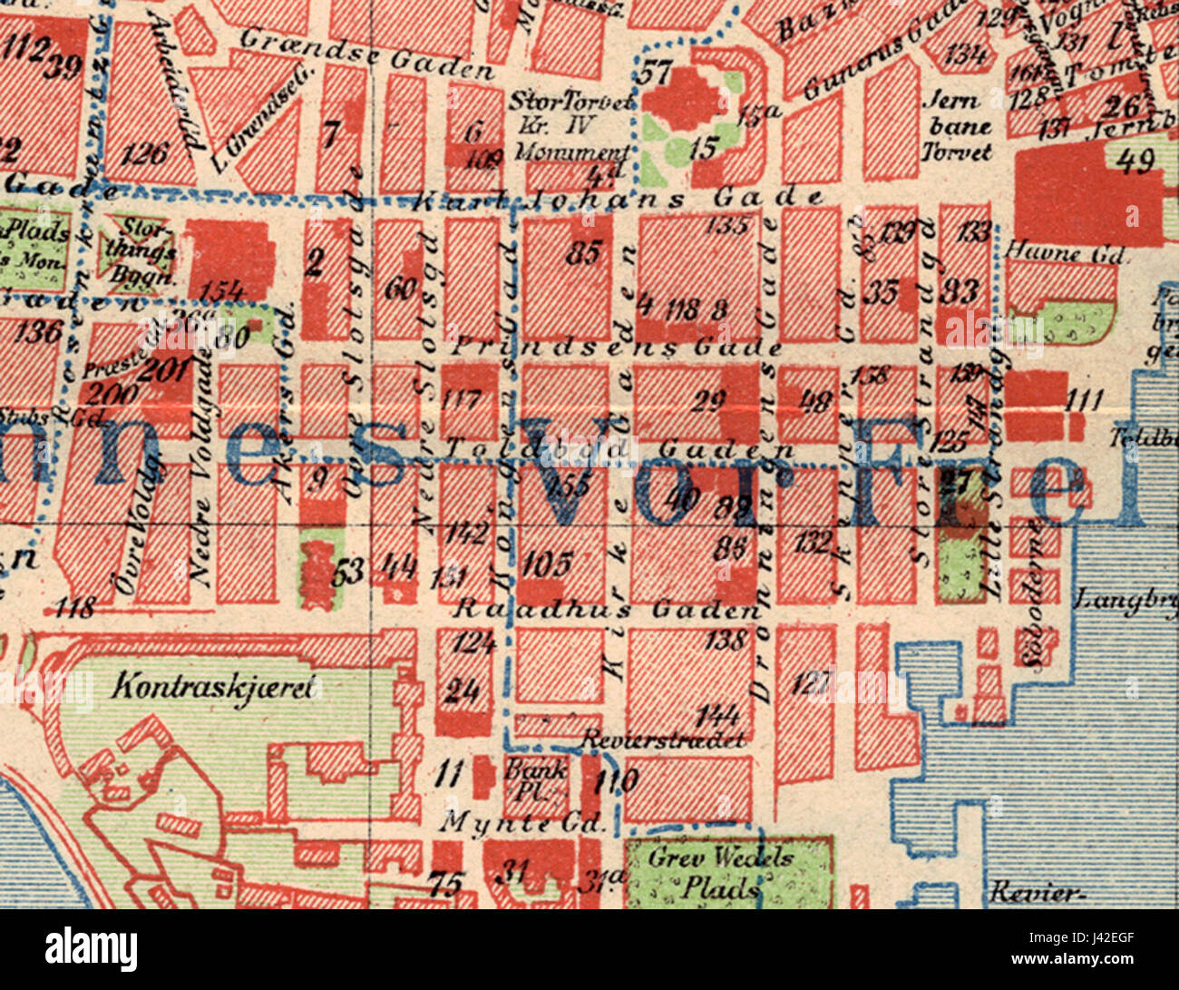 Kvadraturen map 1900 Stock Photo - Alamy