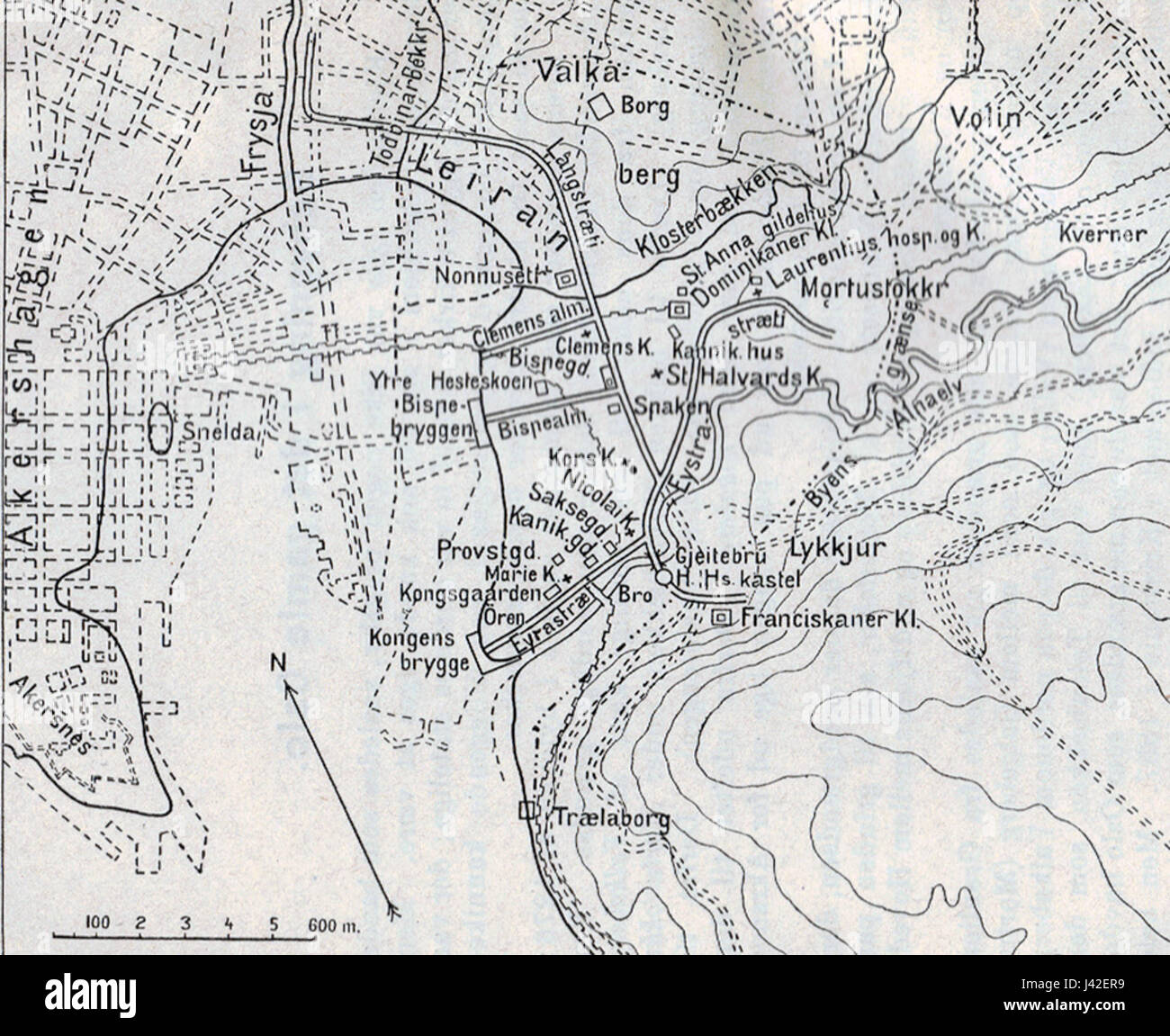 Medieval Oslo map Stock Photo - Alamy