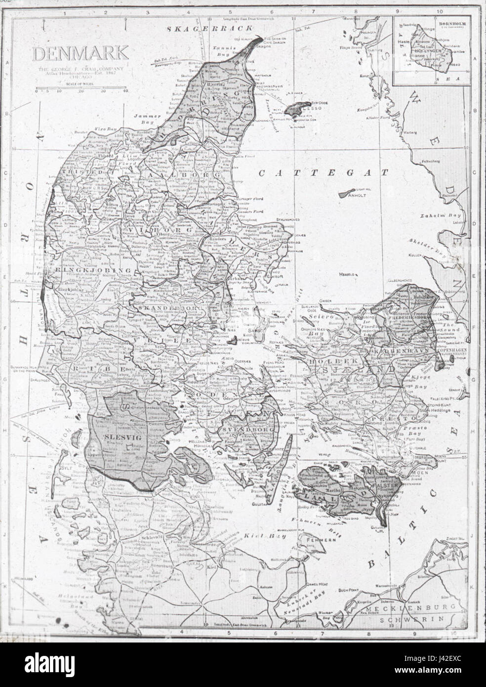 This map of Denmark, numbered 4816044028, provides a historical ...