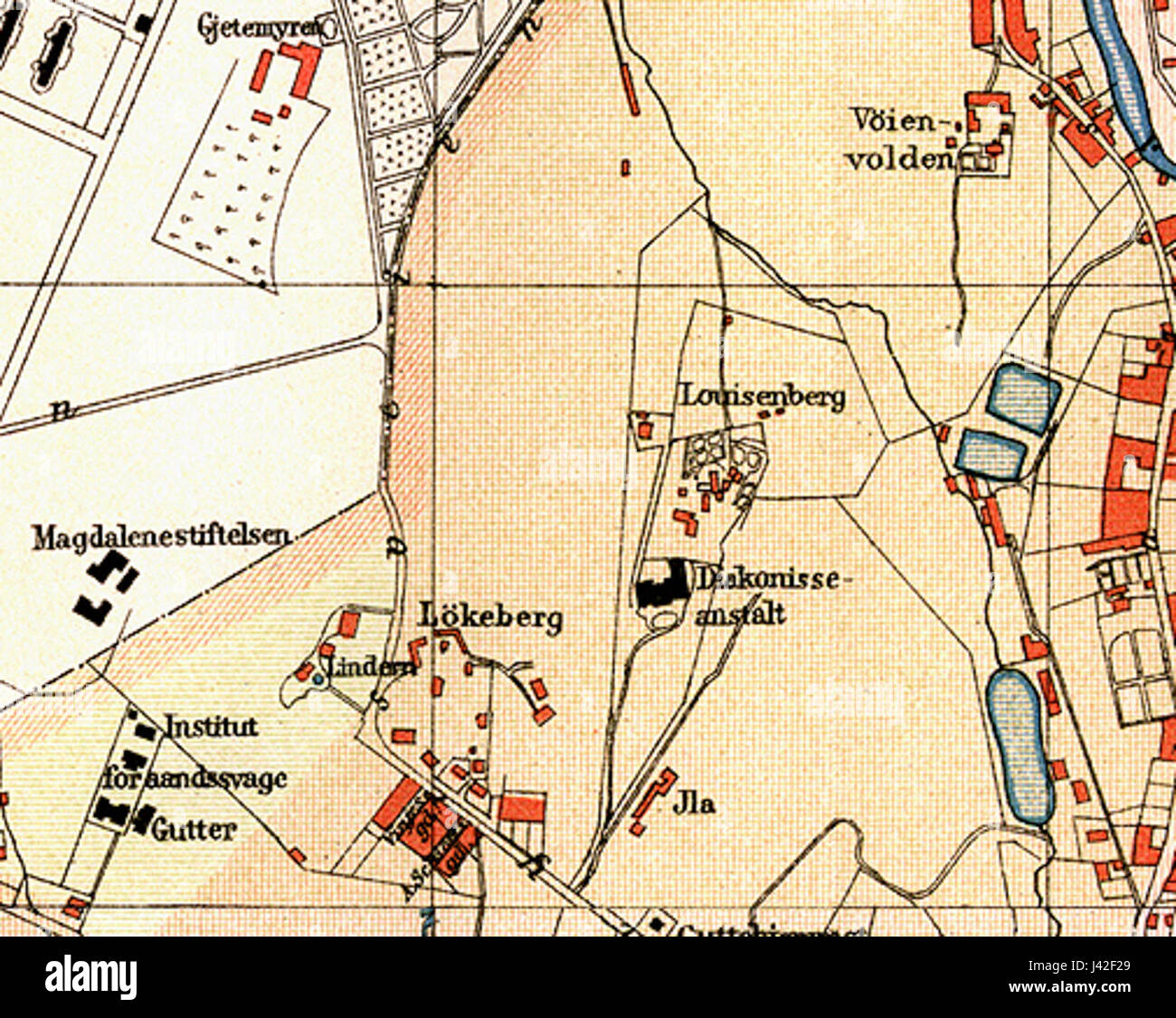 The Lovisenberg map from 1887 offers a detailed representation of the ...