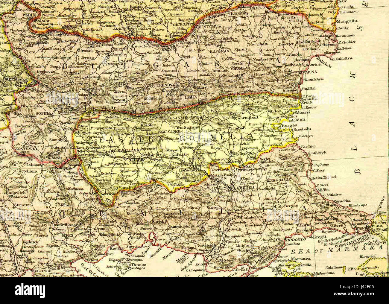 Map of Bulgaria and Eastern Rumelia in 1882 Stock Photo - Alamy