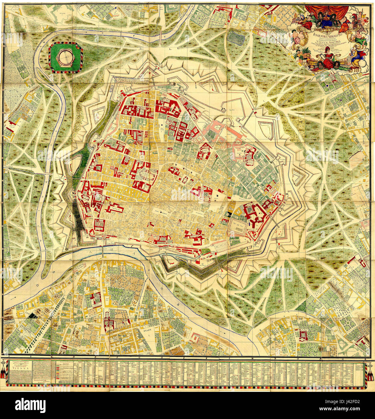 This 1710 map of Vienna depicts the city's layout and infrastructure ...