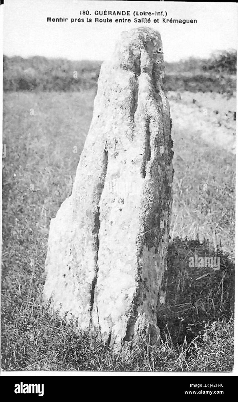 A menhir is a large upright standing stone associated with prehistoric ...
