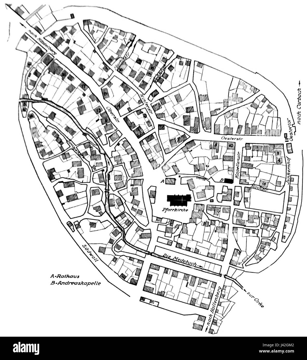 This image shows Medebach, a town in Germany, as it appeared in 1830 ...