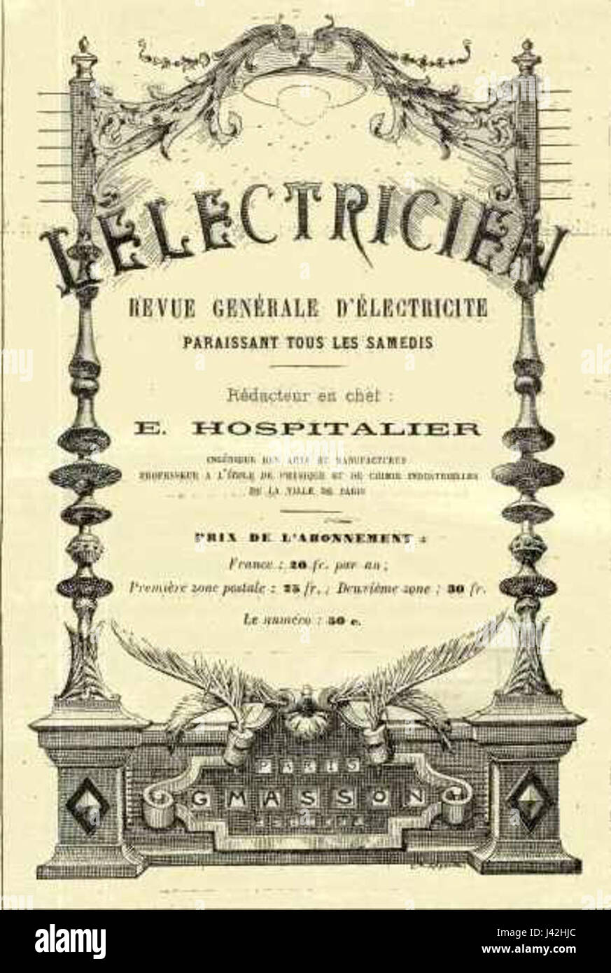 'L'électricien' is a vintage French advertisement poster related to ...