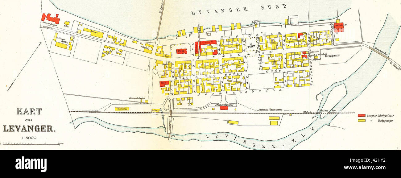 Levanger map 1909 Stock Photo - Alamy