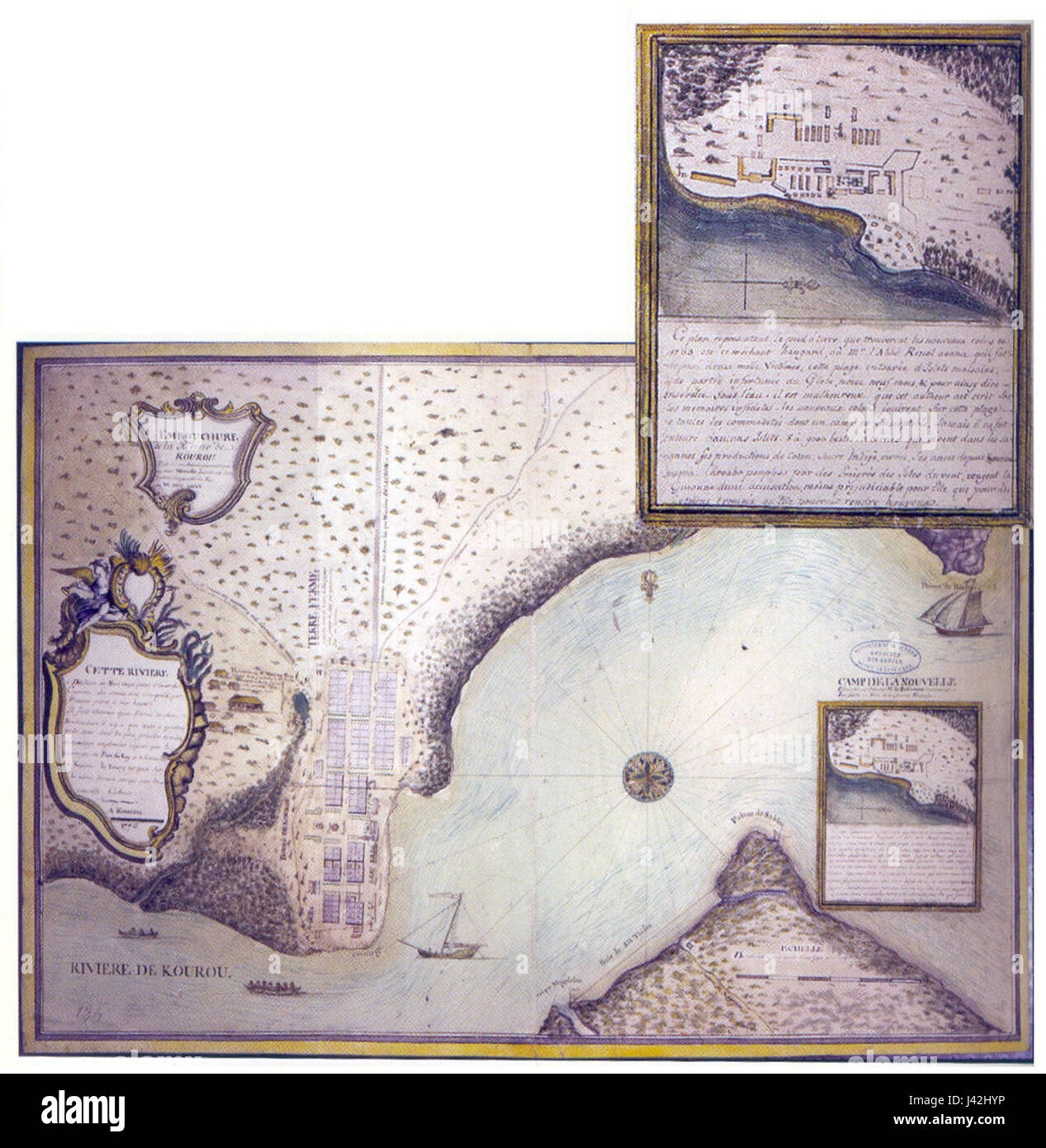 This map from 1776 represents the Kourou region in French Guiana. It ...