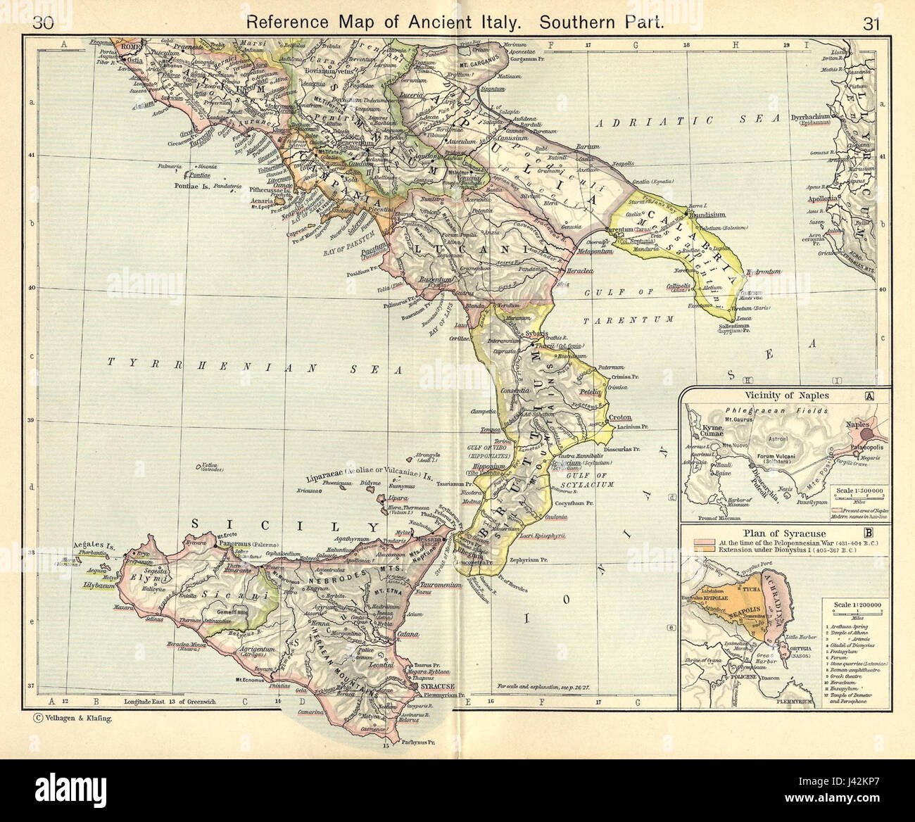 Map of Ancient Italy, Southern Part Stock Photo - Alamy