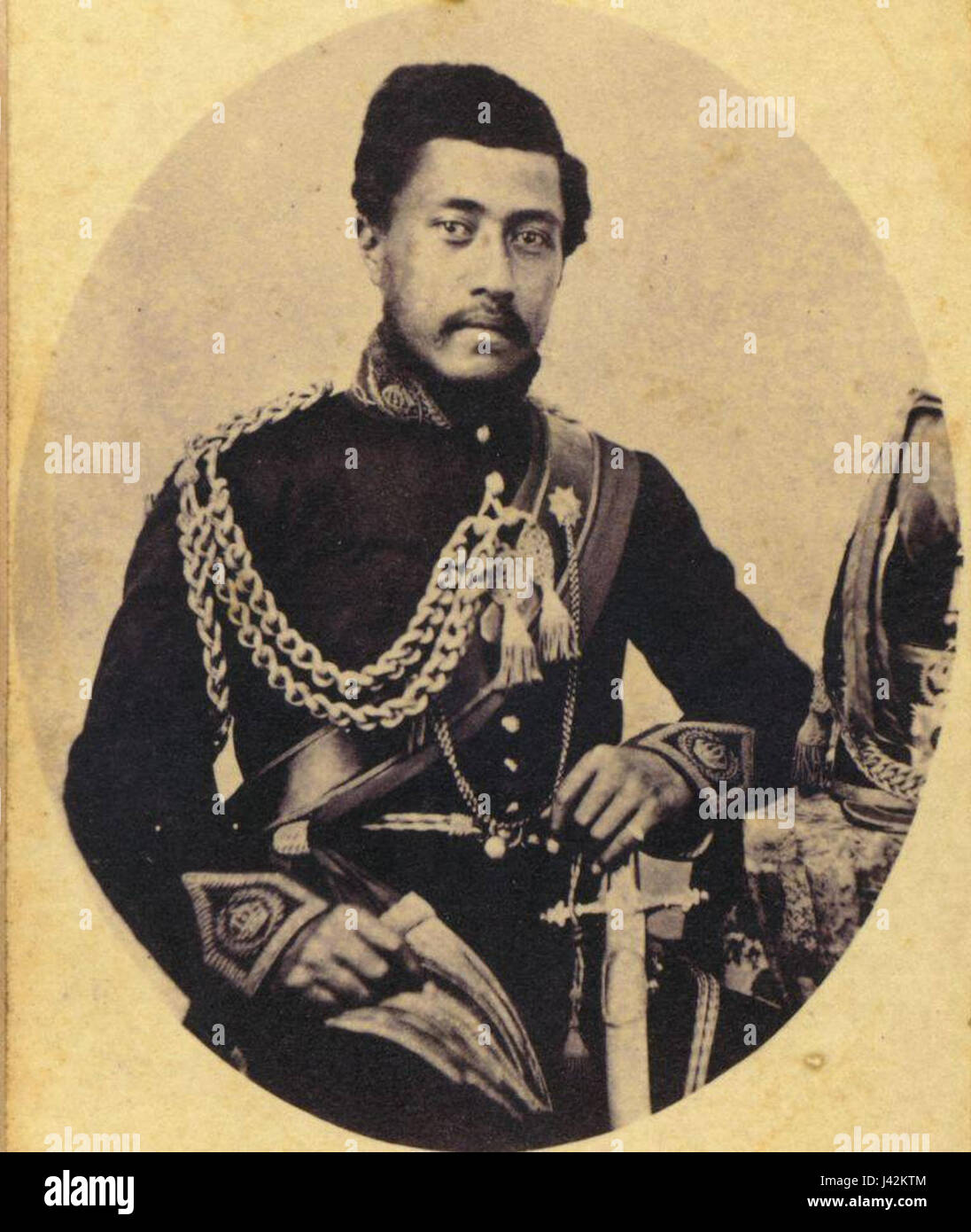 Lunalilo in uniform, photograph from Bishop Museum Stock Photo - Alamy