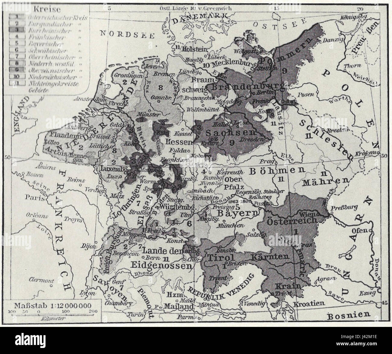 Kreiseinteilung Deutsches Reich (1521 1806 Stock Photo - Alamy