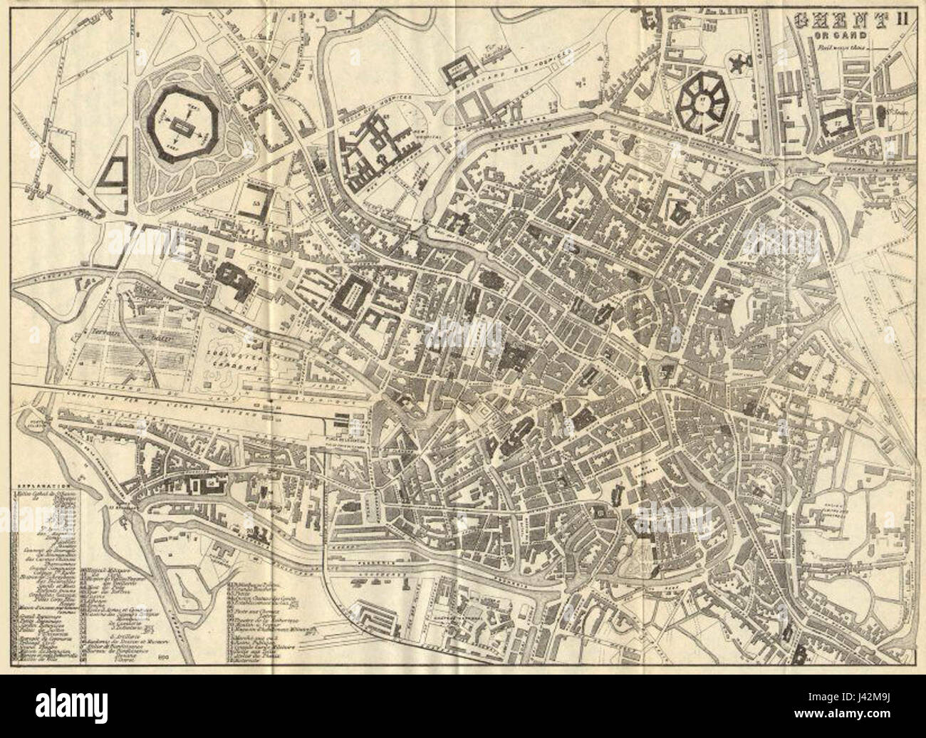 Map of Ghent by Bradshaw, 1890 Stock Photo - Alamy