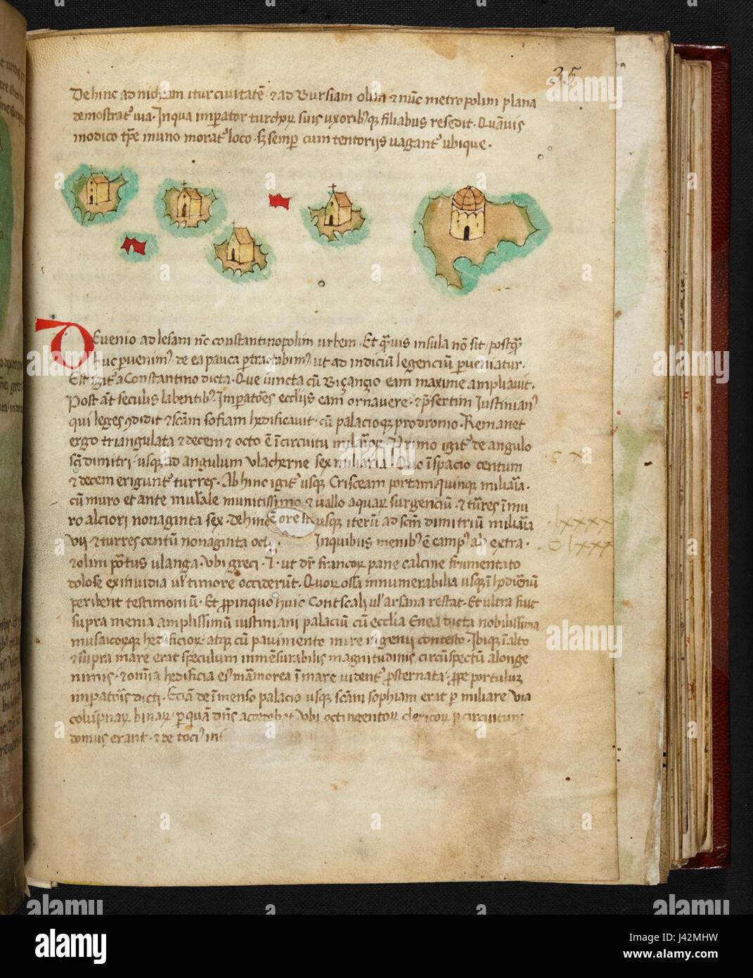 This manuscript page, known as the 'Liber insularum Arcipelagi,' is ...