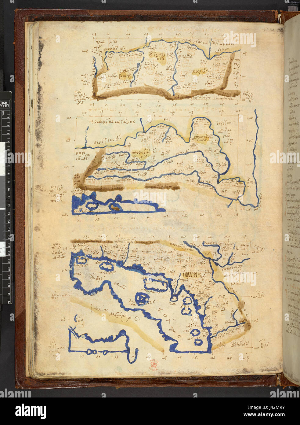 Map after Ptolemy's Geographia (Burney MS 111, f.28v Stock Photo - Alamy